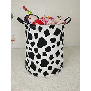 KUNRO Toy Bin Waterproof storage organizer for Nursery Hamper Home decor Closet Kids Bedroom Laundry Baby Gift Shelf Baskets (Rould Cow pattern)