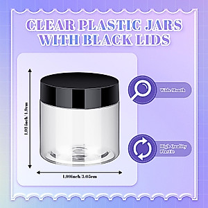 Aoriher 150 Pcs Plastic Container Jars with Lids Round Cosmetic Jars Empty Plastic Container for Lotion, Cream, Ointments, Makeup, Eye Shadow, Rhinestone, Samples, Pot, Travel Storage(2 oz,Black)