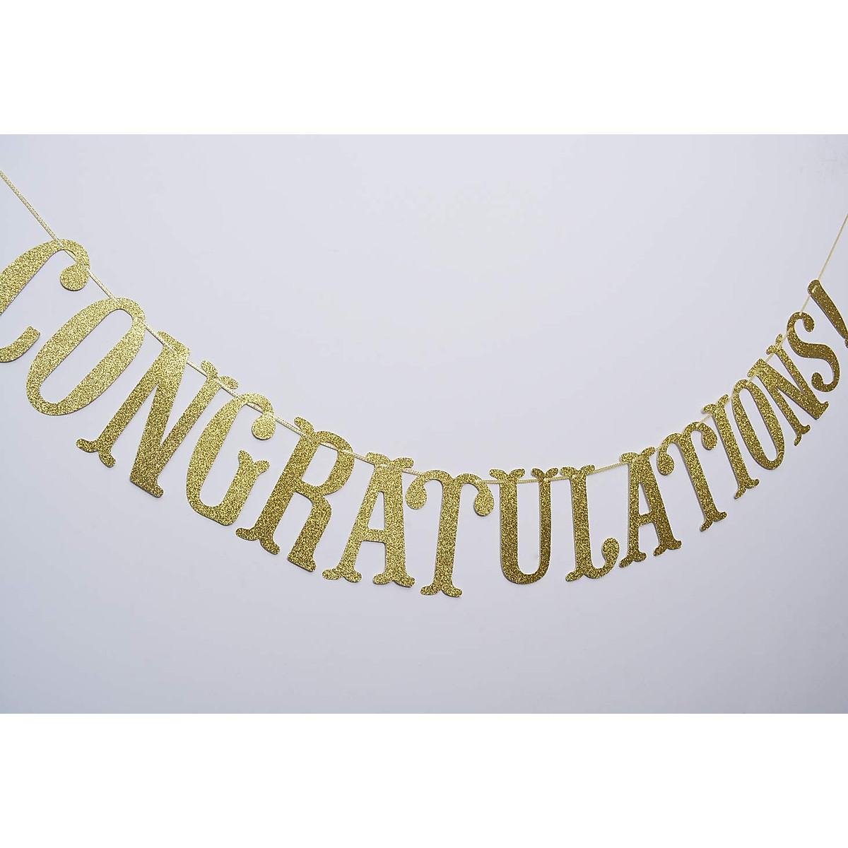 Congratulations Gold Glitter Sign Banner- Graduation, Wedding, Retirement Party Supplies Decorations (Gold)