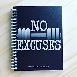 TrainRite Compact Fitness Journal - NO EXCUSES Black (An Exercise Log Book)