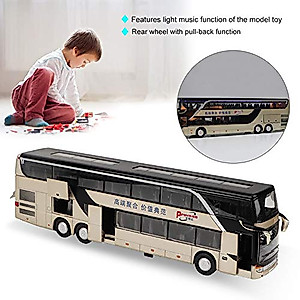 FECAMOS Electric Bus Toy 1:32 Alloy Double Decker Bus Model Long Distance Bus Toy Car Bus with Light Music for Children Kids Gift(Gold)