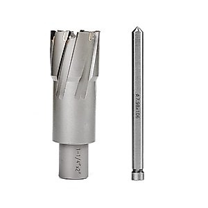 Annular Cutter Carbide JESTUOUS 3/4 Inch Weldon Shank 2 Cutting Depth 1-1/4 Cutting Diameter TCT Two Flat Bit for Drill Press with Pilot Pin