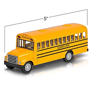 ArtCreativity 5 Inch Pull Back School Bus Toy - Set of 2 - Includes 2, 5 Inch Classic School Bus - Diecast Bus Playset with Pull Back Mechanisms - Great Gift Idea for Boys and Girls