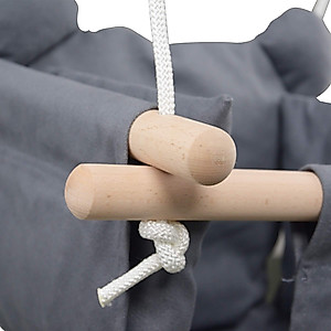Jozeit Baby Kids Toddler Canvas Swing Seat Chair - with Cushion - Bear Ear Decor (Grey)