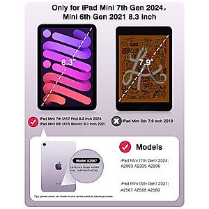 TiMOVO Case for iPad Mini 7 A17 Pro 8.3-inch 2024, iPad Mini 6th Generation Case, Slim Translucent Hard Back Folio Cover Support Touch ID & Apple Pencil Charging, Auto Wake/Sleep - Taro Purple
