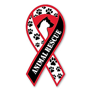 Animal Rescue Ribbon Magnet by Magnet America is 8" x 3.875" Made for Vehicles and Refrigerators
