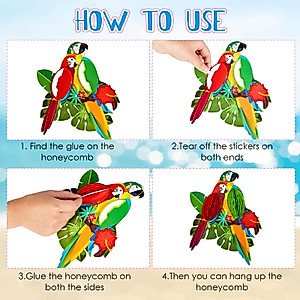 Luau Party Decorations Hawaii Paper Lanterns Tropical Honeycomb Birds Hibiscus Paper Garland for Hawaiian Luau Birthday Party Supplies Summer Jungle Party Decorations Hawaii Bar Supplies