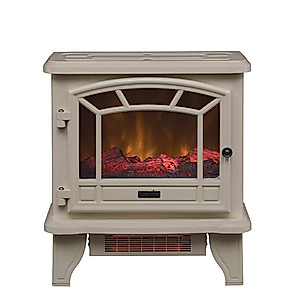 Duraflame Electric Fireplace Stove 1500 Watt Infrared Heater with Flickering Flame Effects - Cream