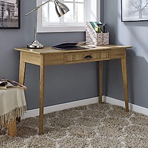 Newport Series Home Office Computer Writing Desk with Fully Extended Drawer | Laptop PC Workstation With USB Hub | Sturdy and Stylish | Easy Assembly| Golden Oak Wood Look Accent Living Room Furniture