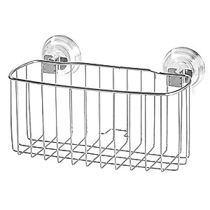 iDesign Reo Metal Power Lock Suction Rack for Bathroom, Kitchen Use
