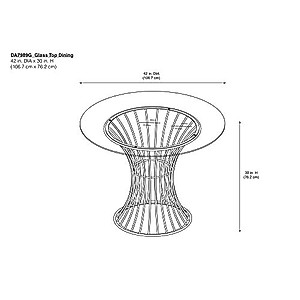 COSMOLiving by COSMOPOLITAN Westwood Modern Clear Tempered Glass Round Top Dining Table with Hourglass Gold Base - Brass