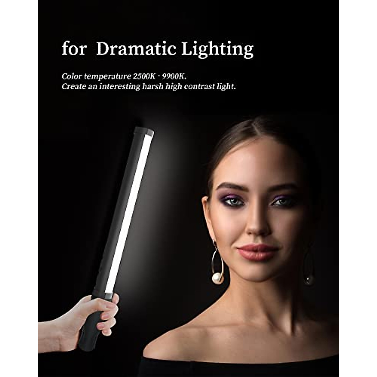 MUZAGATA LED Light Wand Photography 1200 Lux, 2500K-9900K RGB Tube Light CRI＞95, Handheld Photography Light Bar Built in 5200mAh Battery with OLED Display, Light Painting Photography Tools
