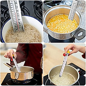 2 Pcs Candy Thermometer with Pot Clip, Stainless Steel Sugar Syrup Jam Jelly Oil Deep Fry Thermometer with Hanging Hole, Classic Kitchen Cooking Thermometer Confection Glass Thermometer for Food