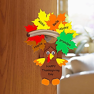 Winlyn 24 Sets Thanksgiving Turkey Doorknob Hanger Decorations Art Sets DIY Thanksgiving Craft Kits Fall Crafts Give Thanks Turkey Foam Stickers Arts and Crafts for Kids Party Classroom Activities