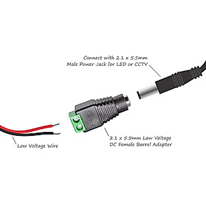 Female Barrel Connector Plug 5.5mm x 2.1mm for CCTV Cameras/Single Color LED Strips Pack of 10 pcs