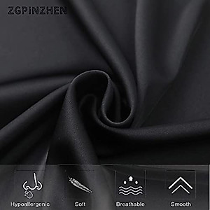 ZGPINZHEN 100% Mulberry Silk Pillowcase for Hair and Skin 2 Pack,19 Momme 600 Thread Count Natural Silk Pillow Cover Set of 2,with Hidden Zipper,Soft Breathable Smooth. (Standard 20"x26", Black)