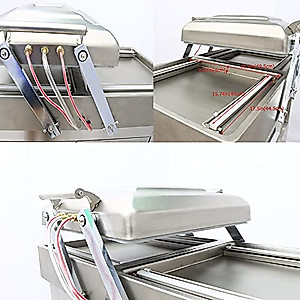INTSUPERMAI Commercial Two Chamber Vacuum Sealer Stainless Steel Food Vacuum Packaging Machine for Mests Fruits and Vegetables Sealing Length 15.7inch 220V