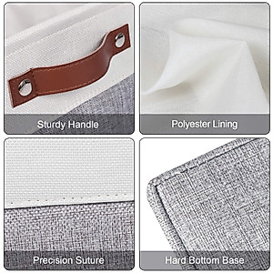 Univivi Storage Bins with Hard Bottom,13 x 13 x13 Cube Storage Baskets with Handles,Gray Foldable Fabric Storage Bins Organizer Baskets for Closet