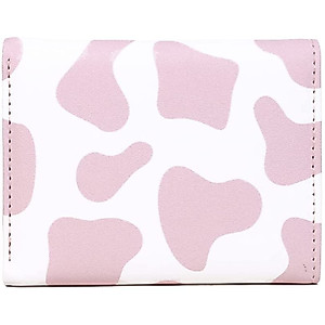 Lealonchi Girls Cute Cow Print Wallet Small Cartoon Tri-folded Wallet Cash Pocket Card Holder ID Window Multi-Card Purse for Women