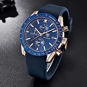 BENYAR Mens Watches Quartz Movement Chronograph Leather Strap Fashion Business Sport Design 30M Waterproof Scratch Resistant Elegant Gifts for Men