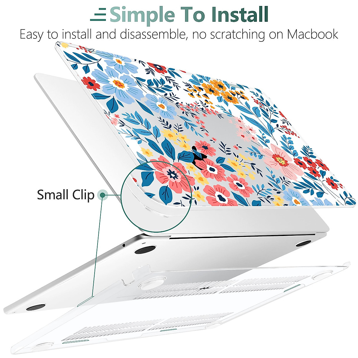 DONGKE for M3 M2 MacBook Air 15.3 inch Case 2023 2024 Release A2941 A3114 with Retina Display & Touch ID, Plastic Hard Case & Keyboard Skin & Screen Protector for MacBook Air 15" - Multicolor Flowers