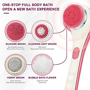 Scrubber Back Shower Exfoliating Electric Back Washer Shower Loofah Silicone Dry Brushing Body Brush Rechargeable Power Men Women Foot Skin Care Exfoliator Bath Brushes for Showering