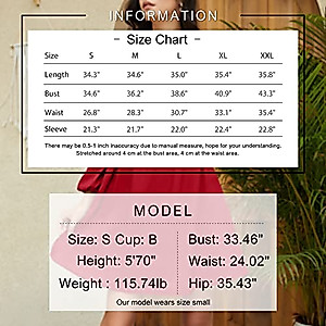 EXLURA Womens Summer Casual Wedding Guest Dress Square Bow Neck Long Puff Sleeve Dress Empire Waist Babydoll Mini Dress Wine