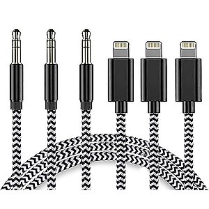 AUX Cord for iPhone, MFi Certified Lightning to 3.5mm iPhone Aux Cord for Car [3Pack/3.3ft] Lightning to 1/8 Inch Audio Cable for iPhone 14 13 12 11 XS XR X 8 7 6 iPad iPod to Headphone Speaker