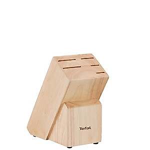 Tefal Ice Force K232S574 Wooden Block with 5 Slots and 5 Knives: Bread Knife 20 cm / Chef Knife 20 cm / Santoku Knife 18 cm / Paring Knife 11 cm / Carving Knife 9 cm