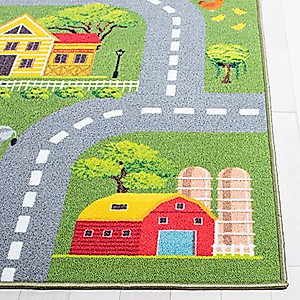 Safavieh Kids Playhouse Collection Machine Washable Slip Resistant 6'7" x 9' Dark Green/Light Grey KPH235Y Village Road Playroom Nursery Bedroom Area Rug