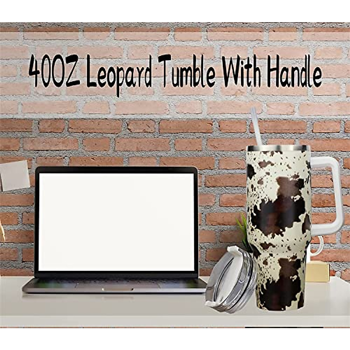 wonshia 40oz brown Cow Tumbler With handle, Stainless Steel Tumbler With Lid and Straws, Double Vacuum Leak Proof Travel Coffee Mug Cup Water Bottle For Home, Office, Party……