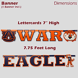 Auburn University War Eagle Banner! 7 ¾ Foot Long Banner. Proudly Displaying the Official Auburn Logo & Aubie! For Tailgates, Graduation, Birthdays, Football Parties, Dorm or Home Decor! by Havercamp