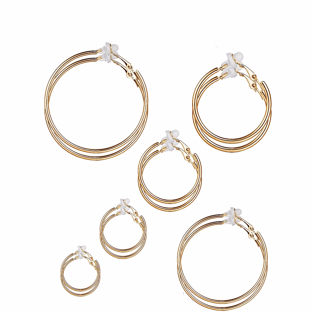 6 Pairs Earrings Clip On Earrings Non Piercing Earrings Set for Women and Girls, 6 Sizes (Gold Color)