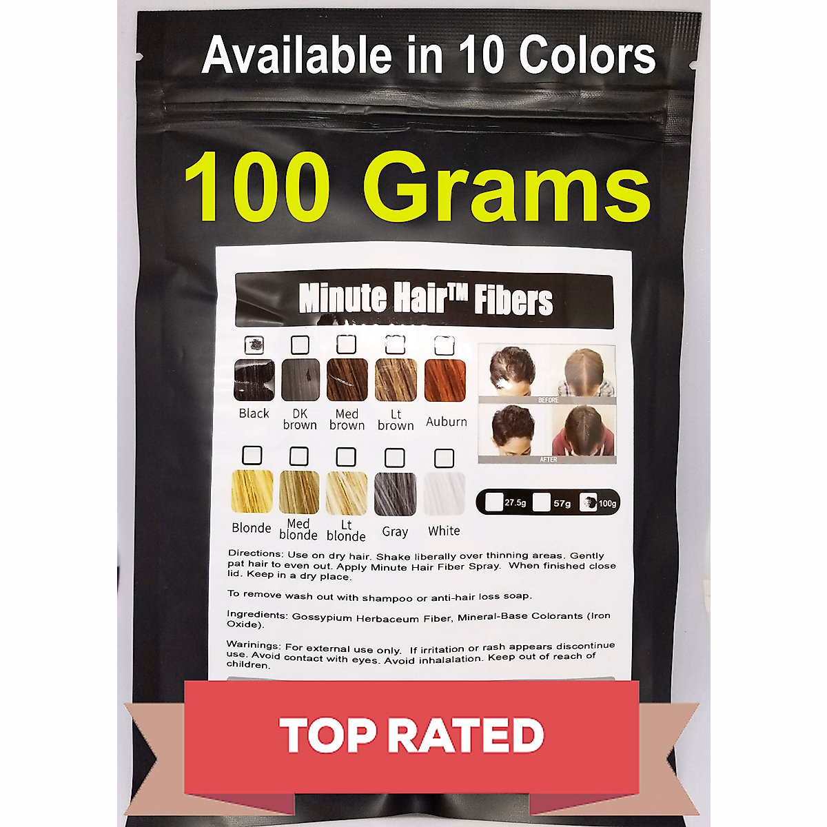 Hair Building Fibers 100 Grams (3.5 oz) Minute Hair Refill Hair Loss Concealer That You Can Use for Your Bottles From Competitors Like Toppik, Xfusion (Dark Brown)