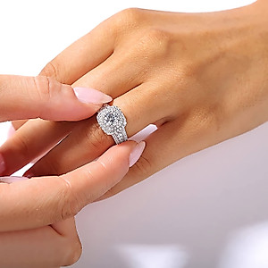 Ayafee 2.05 Carat Moissanite Engagement Rings for Women 10K 14K 18K Gold Halo Promise Rings for Her Size 4-12 - 10K