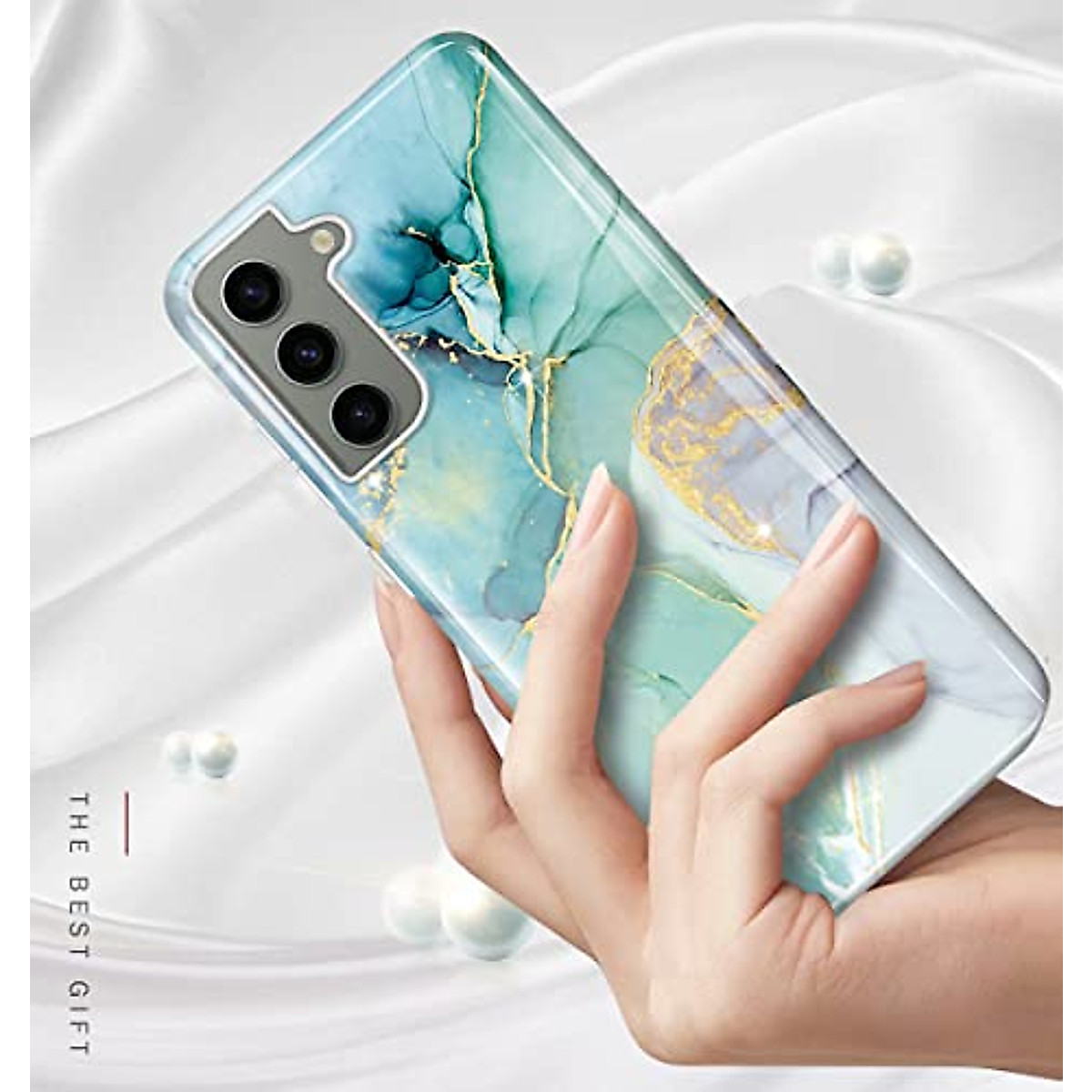 luolnh Galaxy S23 Case,Samsung Galaxy S23 Case Marble Brilliant Cute Design Shockproof Soft Silicone Rubber TPU Bumper Cover Skin Phone Case for Samsung S23 5G-Abstract Mint