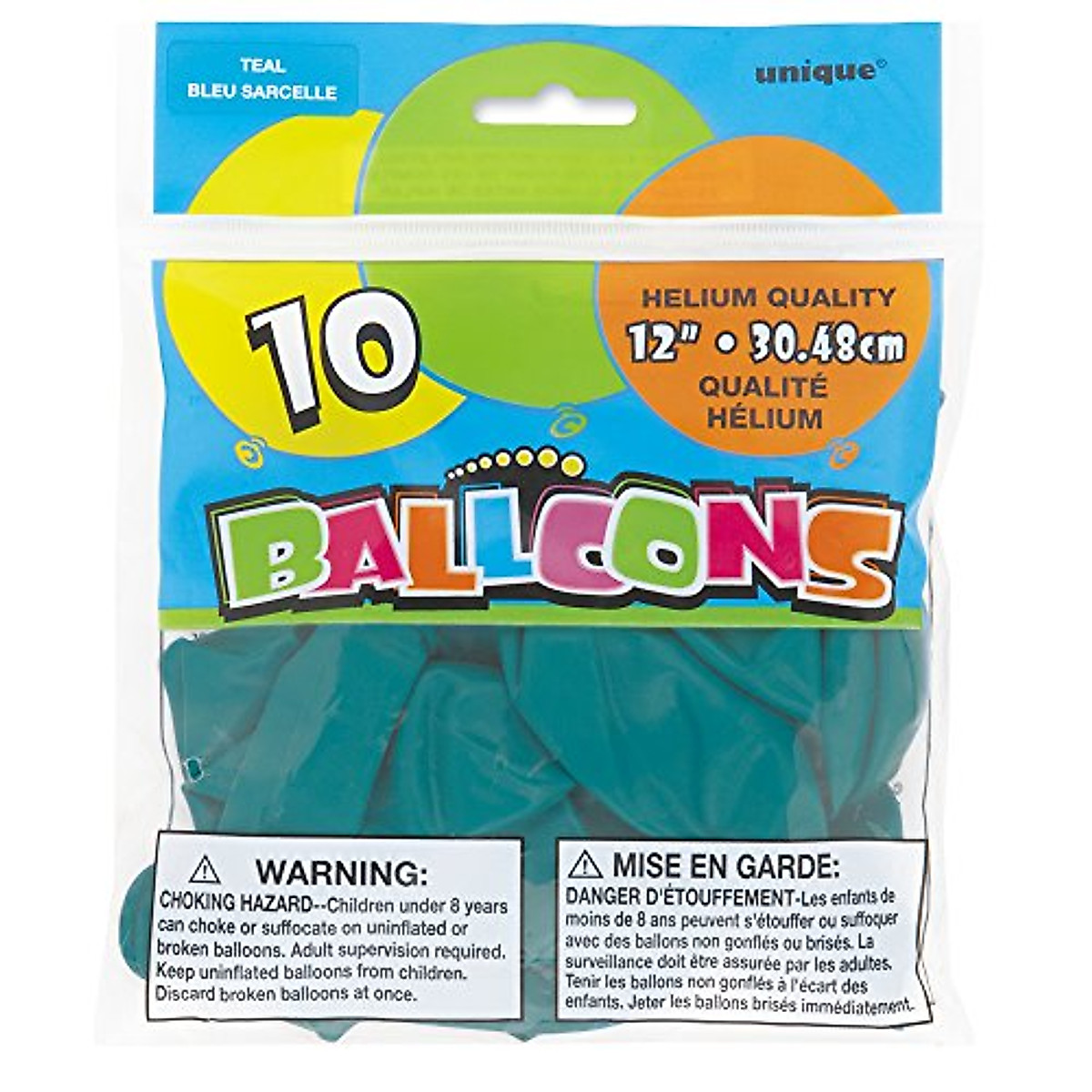 Unique Latex Party Balloons, 12", Teal