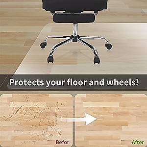 Office Chair Mat for Hardwood Floor, 63"x51" Clear Office Home Floor Protector Mat, Anti-Slip Desk Chair Mat, Rolling Chair Mat for Office, Home, Gaming Easy Glide