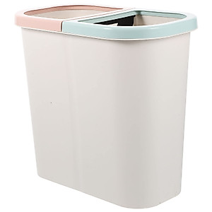 Ipetboom Sorting Trash Can Double Compartment Trash Can Bathroom Trash Can 2 Compartment Rubbish Can Outdoor Trash Can Bins Bathroom Garbage Can Plastic Office Cupboard White Ultra Thin