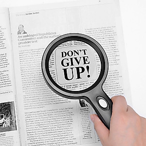 Magnifying Glass with Light, 10X Handheld Large Magnifying Glass 12 LED Illuminated Lighted Magnifier for Macular Degeneration, Seniors Reading, Soldering, Inspection, Coins, Jewelry, Exploring