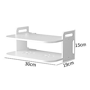 Denpetec Floating Shelf for TV Components,TV Box Shelf Thick DVD Player, Wall Hanging Shelf Punching-Free Storage Rack Floating Shelf for Set-Top Box Router Game Consoles for Home