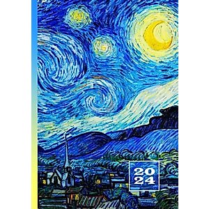 2024: Agenda Giornaliera | Formato A5 Tascabile | 1 Settimana Su 2 Pagine | 12 Mesi Weekly Planner | Design Semplice | Calendario Settimanale | Diario ... | Van Gogh Notte Stellata (Italian Edition)