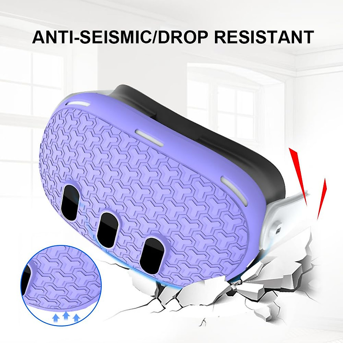 Snugeasy Protective Cover Set Compatible with Meta/Oculus Quest 3 Accessories, VR TPU Face Cover, for Quest 3 Controller Grips Cover, Face Mask, Anti-Sweat Eye Mask, Lens Protector (Purple)