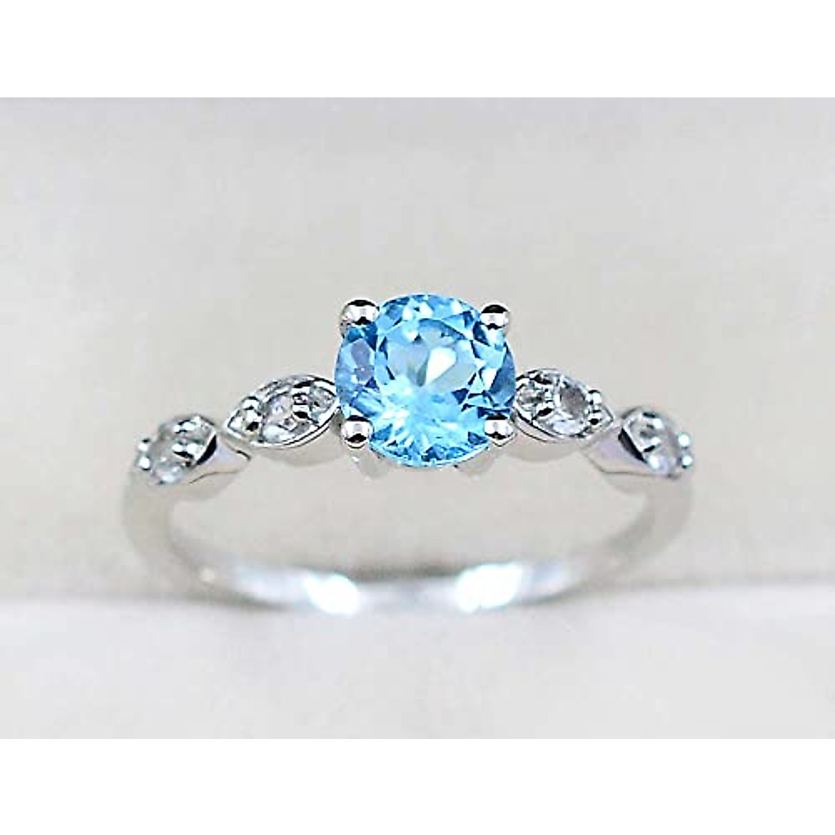 6 MM Round Cut Natural Swiss Blue Topaz Gemstone 925 Sterling Silver December Birthstone Solitaire Unisex Proposal Ring For Christmas Gift (Rose Gold Rhodium Plated Silver, 6)