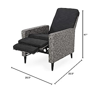 Christopher Knight Home Outdoor Recliner, Black + Multi Gray + Gun Gray
