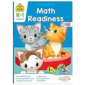 School Zone - Math Readiness Workbook - 64 Pages, Ages 5 to 7, Kindergarten to 1st Grade, Telling Time, Counting Money, Addition, Subtraction, and More (School Zone I Know It!® Workbook Series)