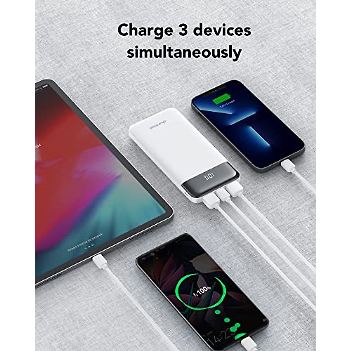 Charmast Portable Charger, USB C Battery Pack, 3A Fast Charging 10400mAh Power Bank LED Display, Slim Portable Phone Battery Charger for iPhone 13 12 11 X 8 7 Samsung S21 S20 Google LG OnePlus iPad