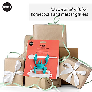 OTOTO Aqua the Crab Silicone Utensil Rest - Silicone Spoon Rest for Stove Top - BPA-Free, Heat-Resistant Kitchen and Grill Utensil Holder - Non-Slip Spoon Holder Stove Organizer, Steam Releaser
