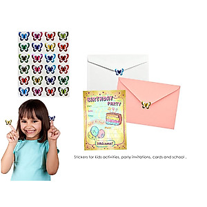 Royal Green Metallic Butterflies Stickers for Kids, Scrapbooking Sticker for Arts and Crafts - Permanent Adhesive - 120 Pack