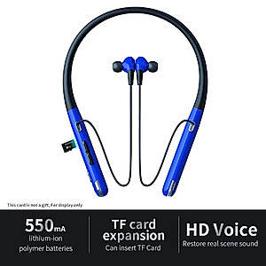 Neckband Bluetooth Headphones Wireless Earbuds 50H Continuous Working Time IPX5 Lightweight Foldable Sports Earphones with Built-in Mic HD Call Noise Cancelling for Trucker Workout (Blue), AK01-03